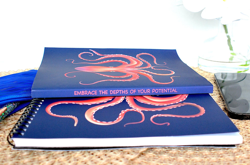 Watercolor Octopus Soft Cover Layflat Journal with Inspirational Messa ...