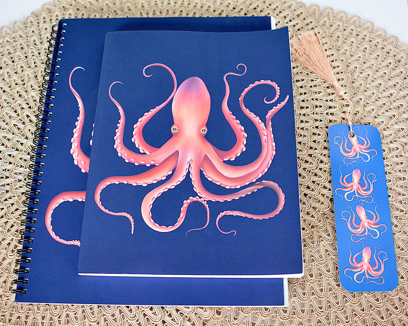 Watercolor Octopus Soft Cover Layflat Journal with Inspirational Messa ...
